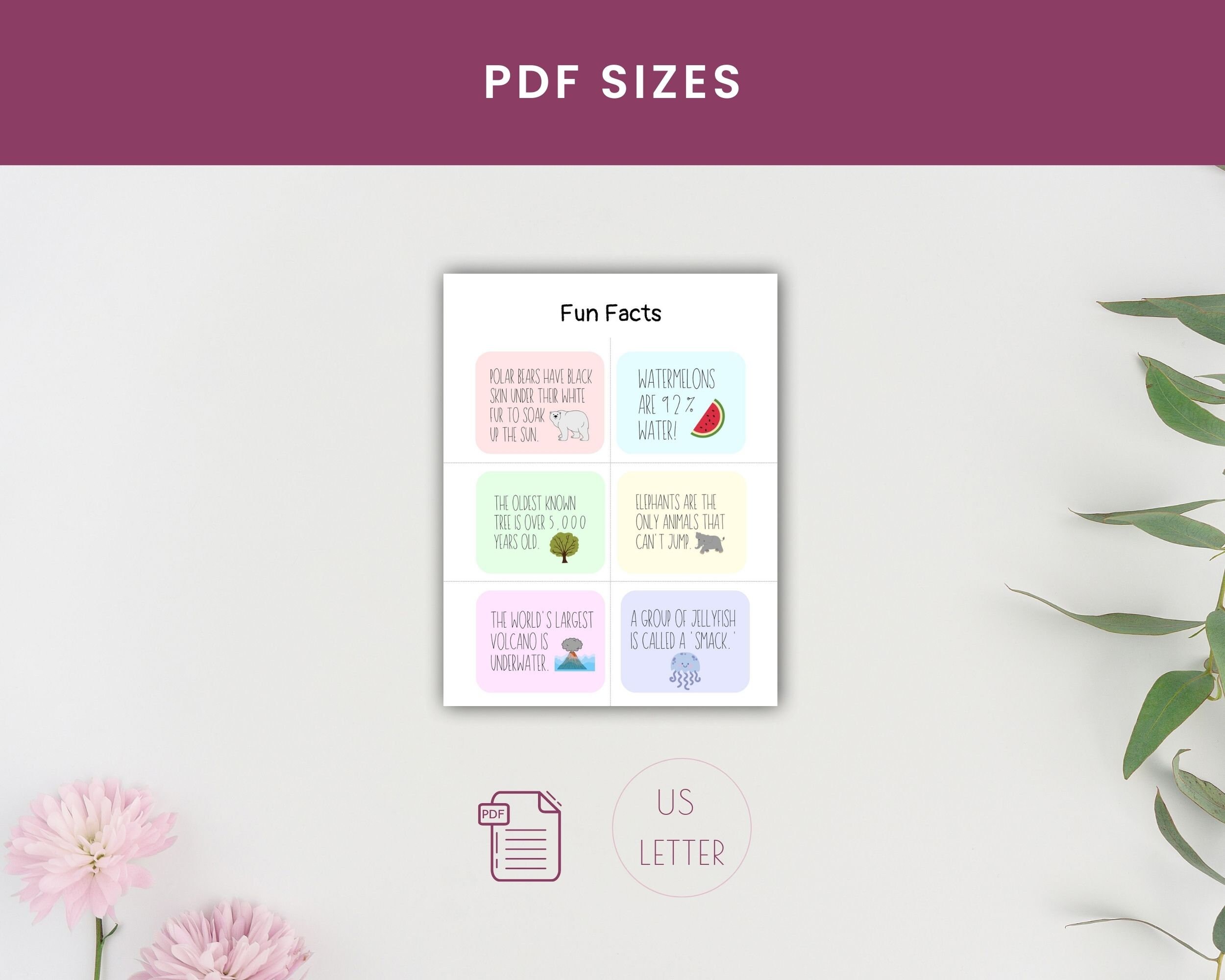 Fun Facts for Kids' Lunch Box Notes PRINTABLE DIGITAL DOWNLOAD ...