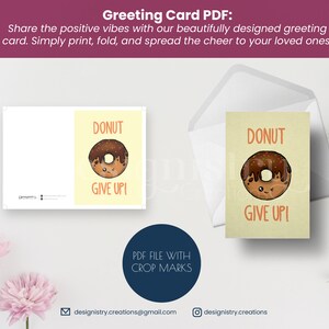 Motivational Pun 'donut Give Up' DIGITAL DOWNLOAD BUNDLE Greeting Card ...