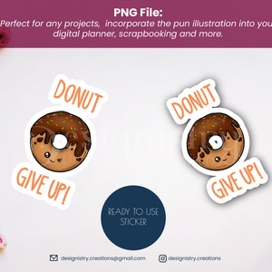 Motivational Pun 'donut Give Up' DIGITAL DOWNLOAD BUNDLE Greeting Card ...