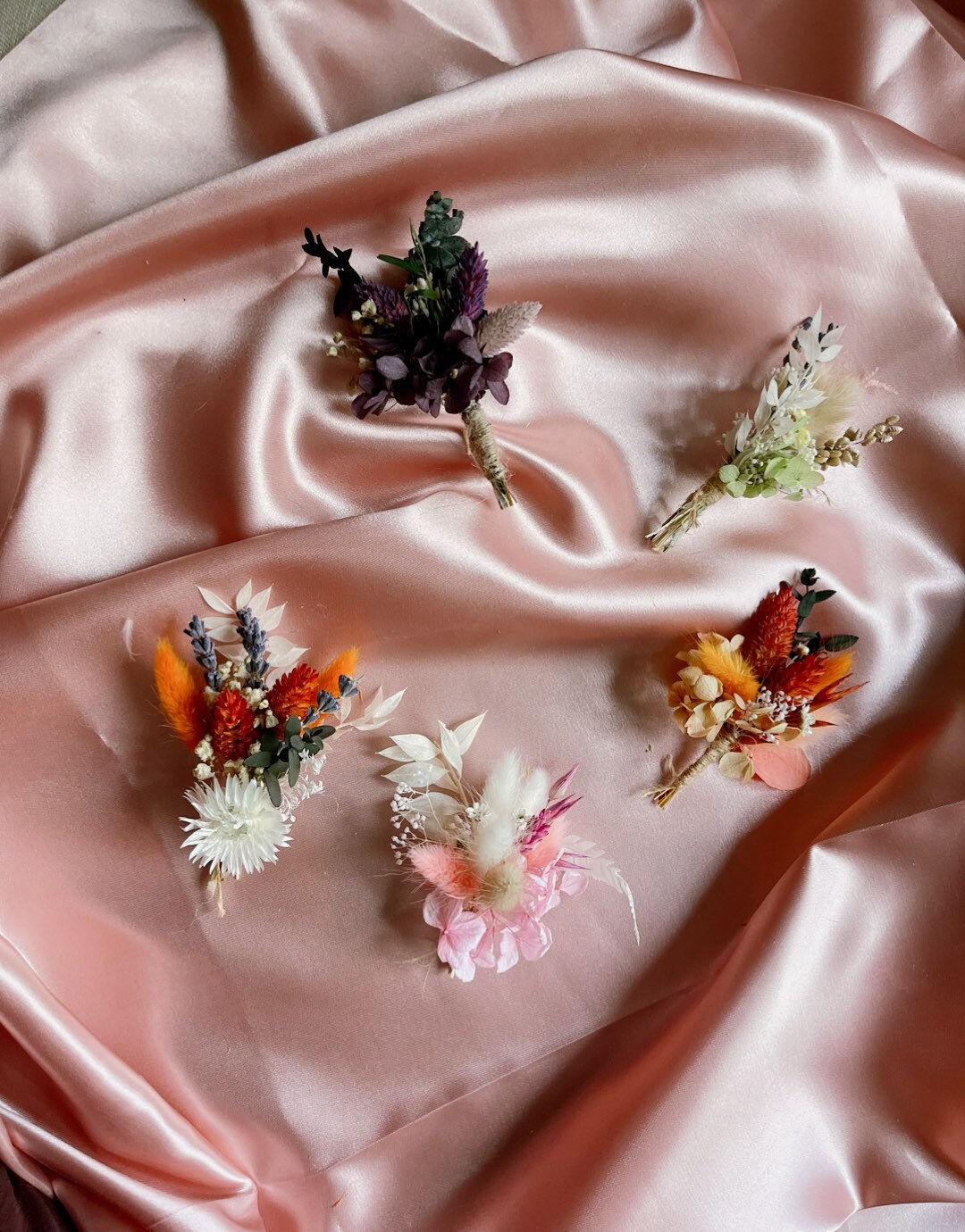 Pack of 5 Buttonhole Preserved Foliage Mix Dried Flower, Bridal ...