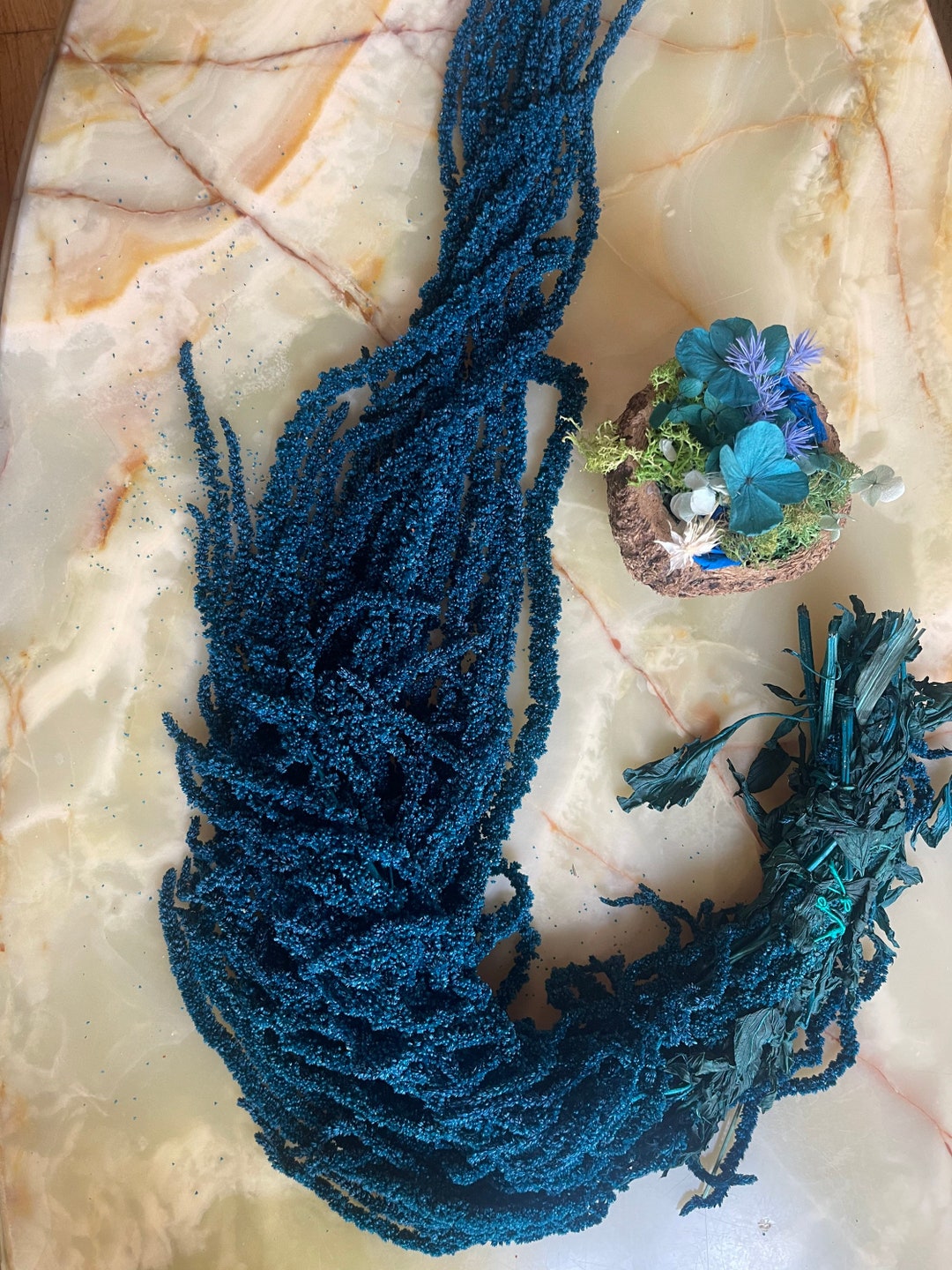 Hanging Amaranthus Blue Turquoise Preserved Wedding Flower Decor Living ...