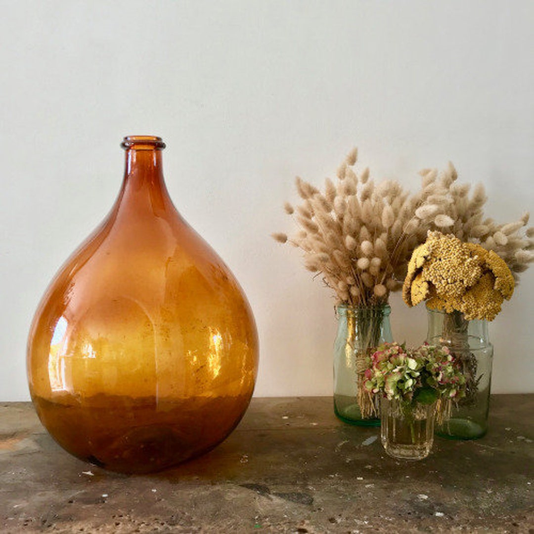 Large 19th Century Hand Blown French Amber Glass Demijohn: - Etsy