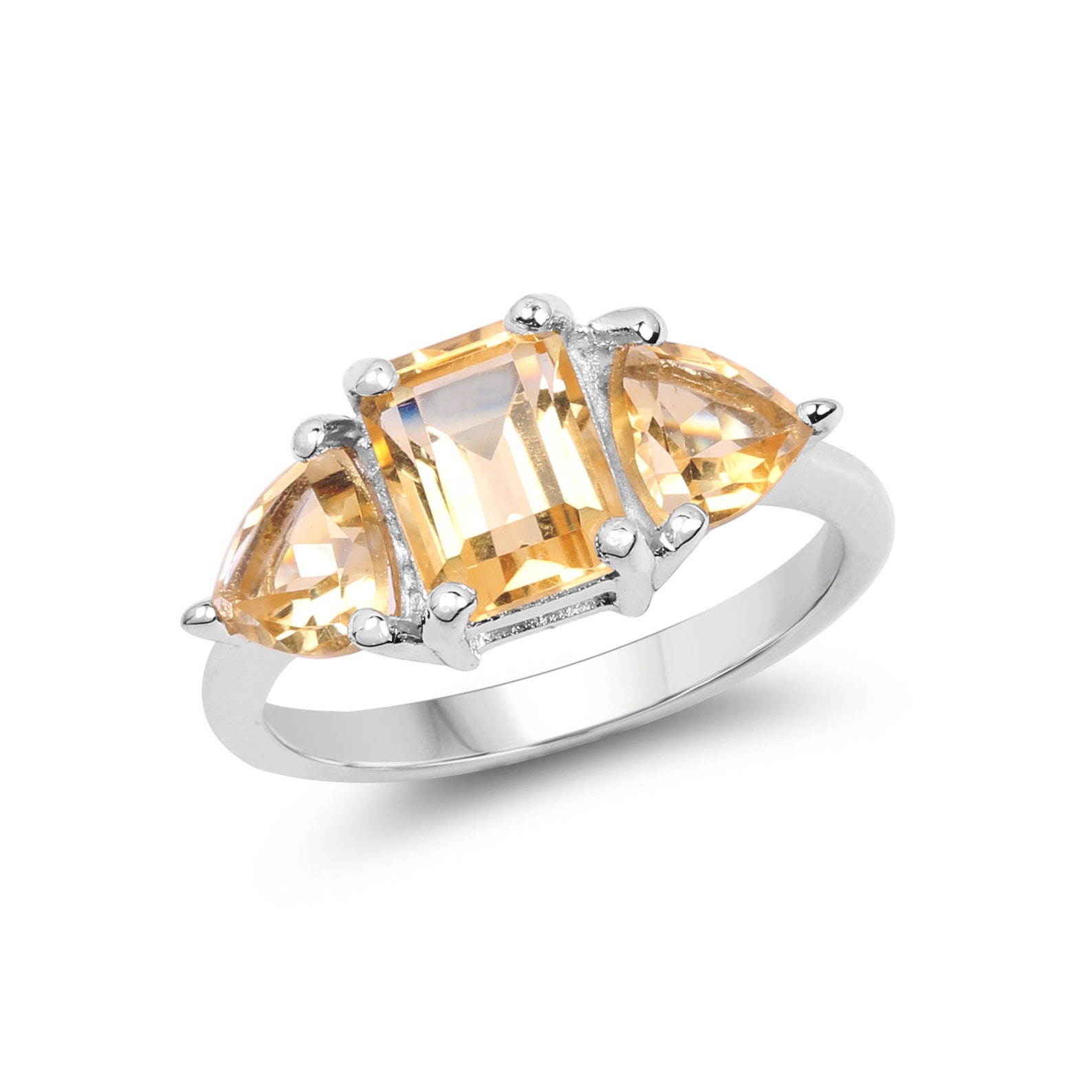 Citrine Ring, Natural 3 Stone Citrine Classic Ring, Bridesmaid Gift ...