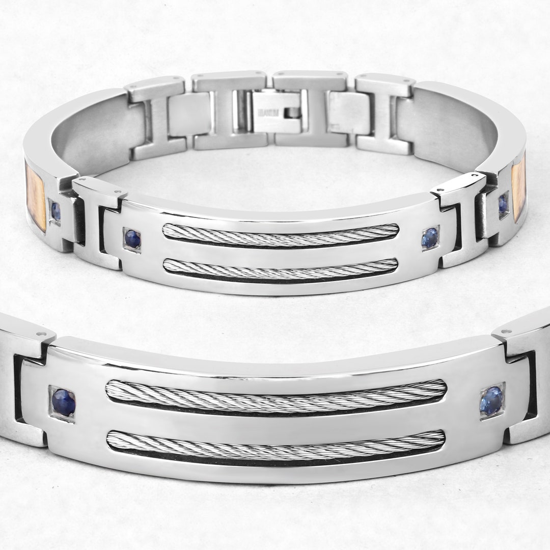 Titanium Men's Bracelet, Mens Titanium Bracelet With Gold Plated Steel ...