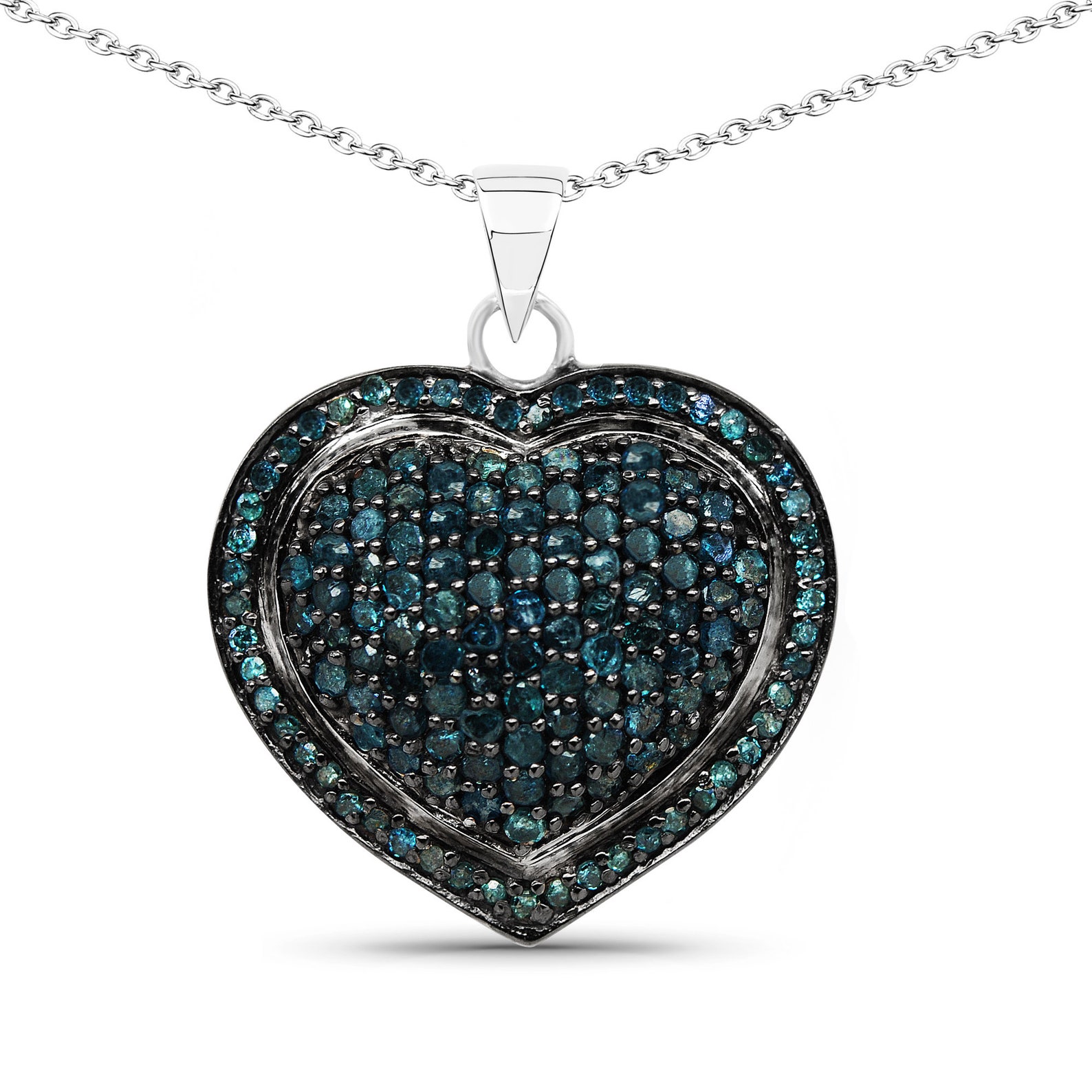 Blue Diamond Pendant Natural Blue Diamond Cluster Heart - Etsy