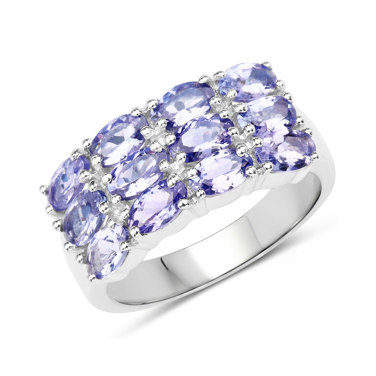 Tanzanite Ring, Real Tanzanite Cluster Ring in .925 Sterling Silver ...