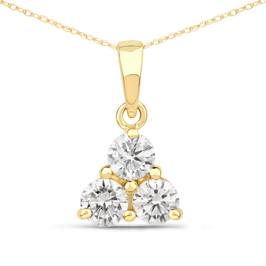 Dainty Diamond Pendant, 14k Gold Lab Grown Diamond Rounds Pendant ...