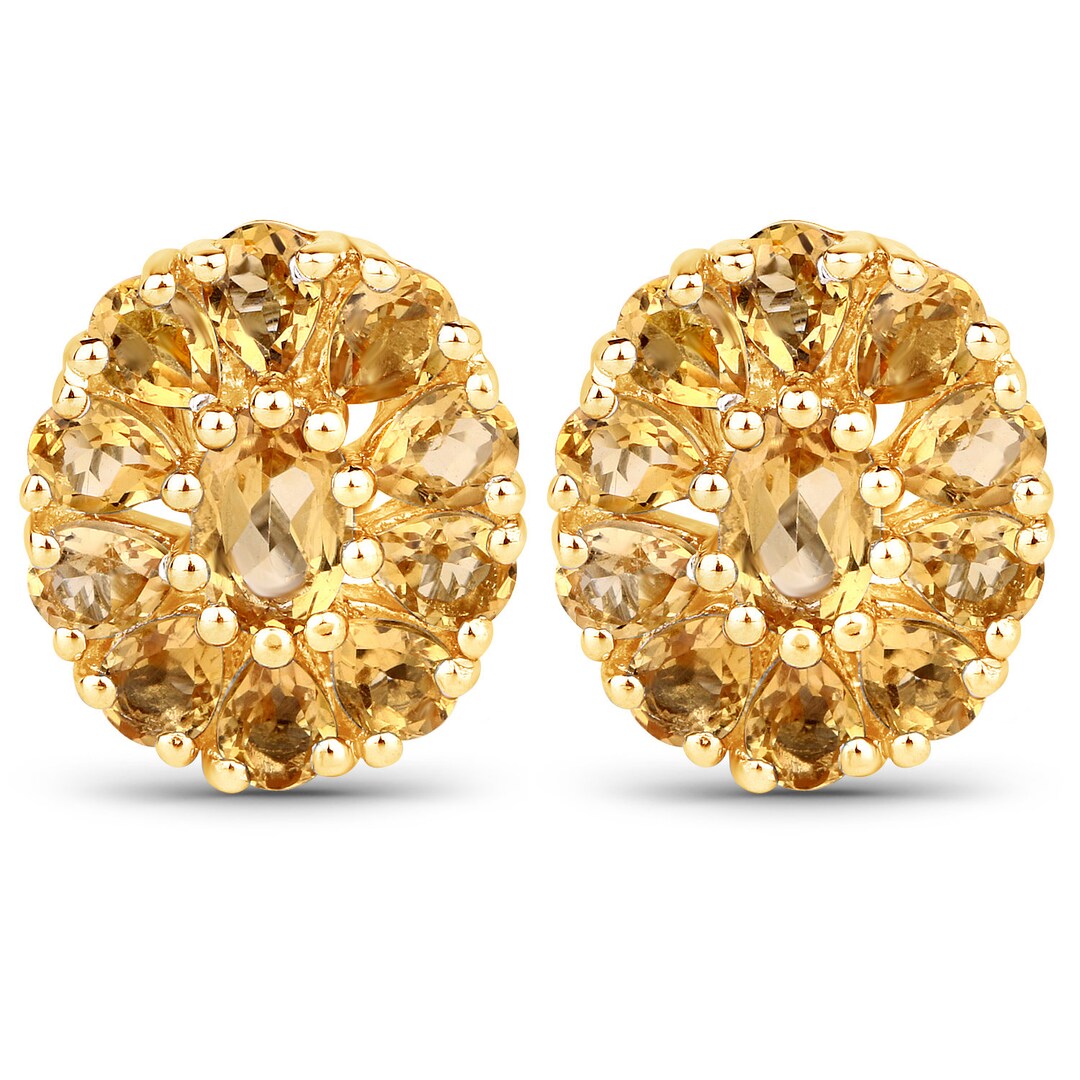 Citrine Earrings, Genuine Citrine 18K Yellow Gold Sterling Silver ...