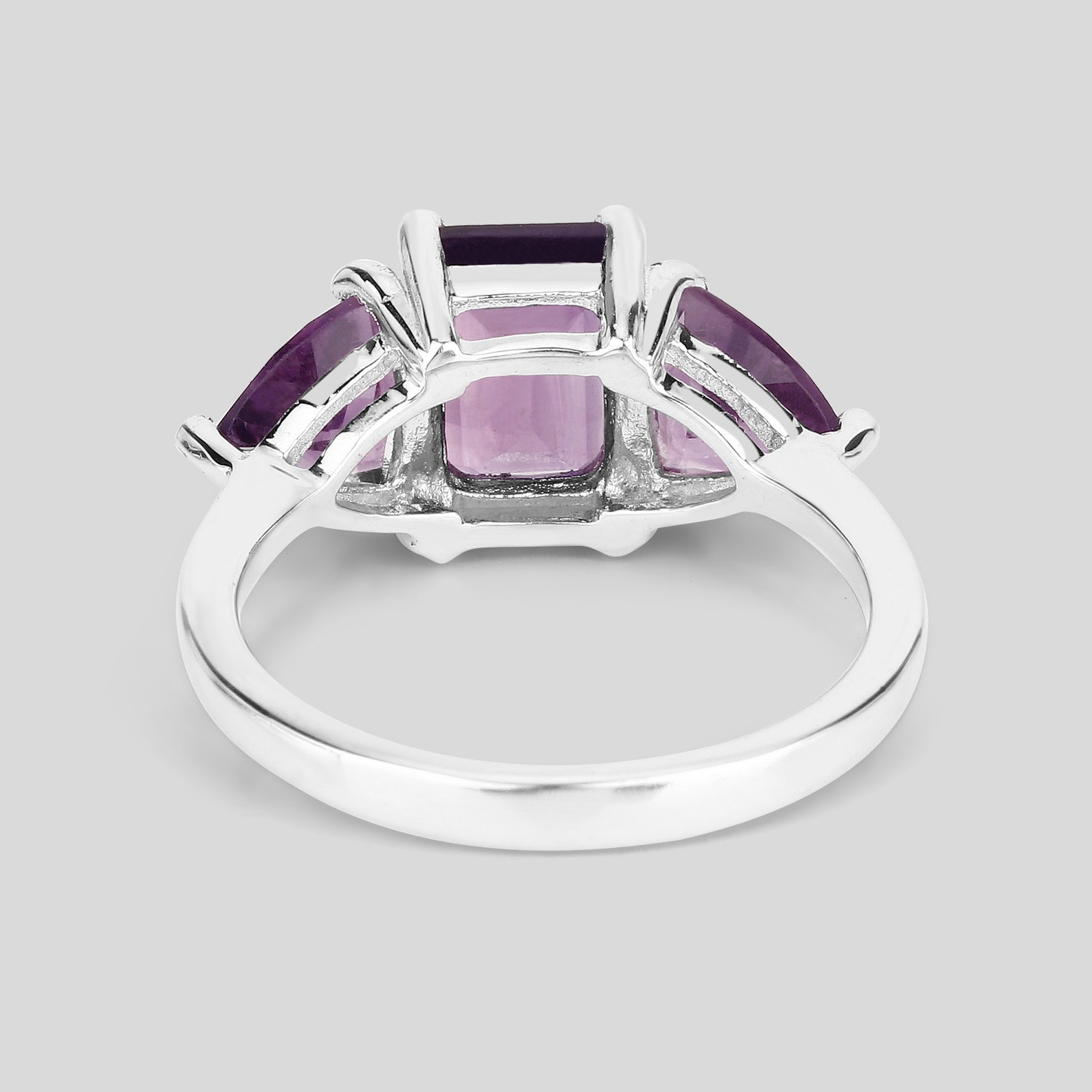Amethyst Ring 3 Stone Amethyst Ring Natural Amethyst Silver | Etsy