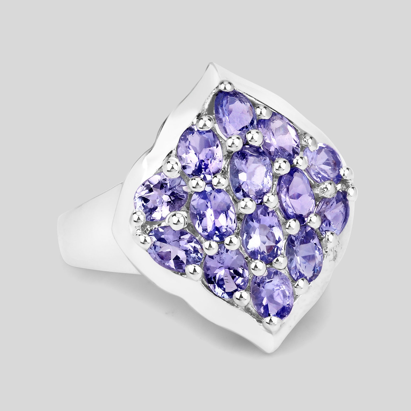 Tanzanite Ring Real Tanzanite Cluster Ring in .925 Sterling - Etsy