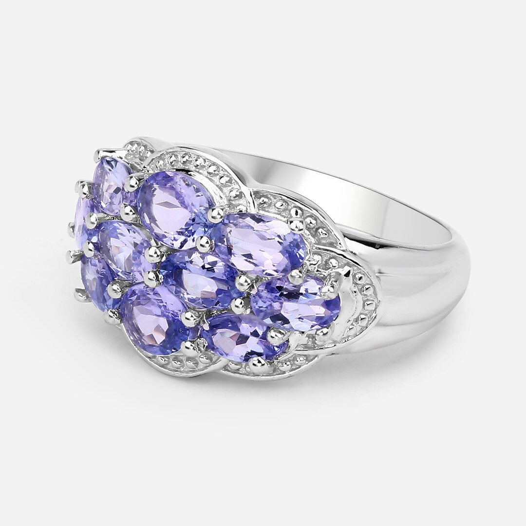 Tanzanite Ring, Real Tanzanite Cluster Ring in .925 Sterling Silver ...