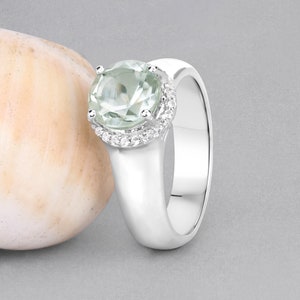 Prasiolite Ring, Natural Prasiolite Ring, Real Prasiolite Round Shape ...