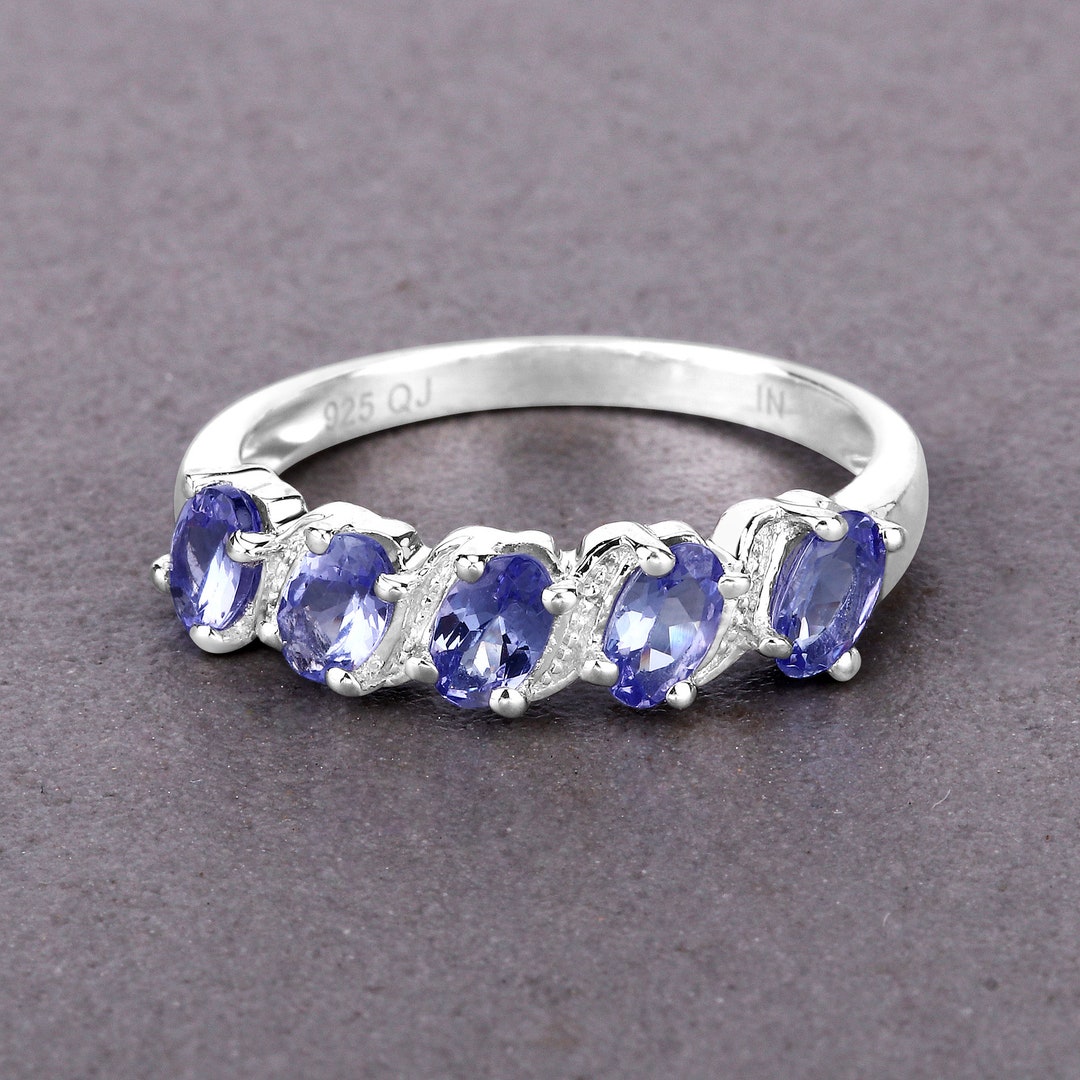 Tanzanite Ring Natural 5-stone Tanzanite Sterling Silver Ring - Etsy