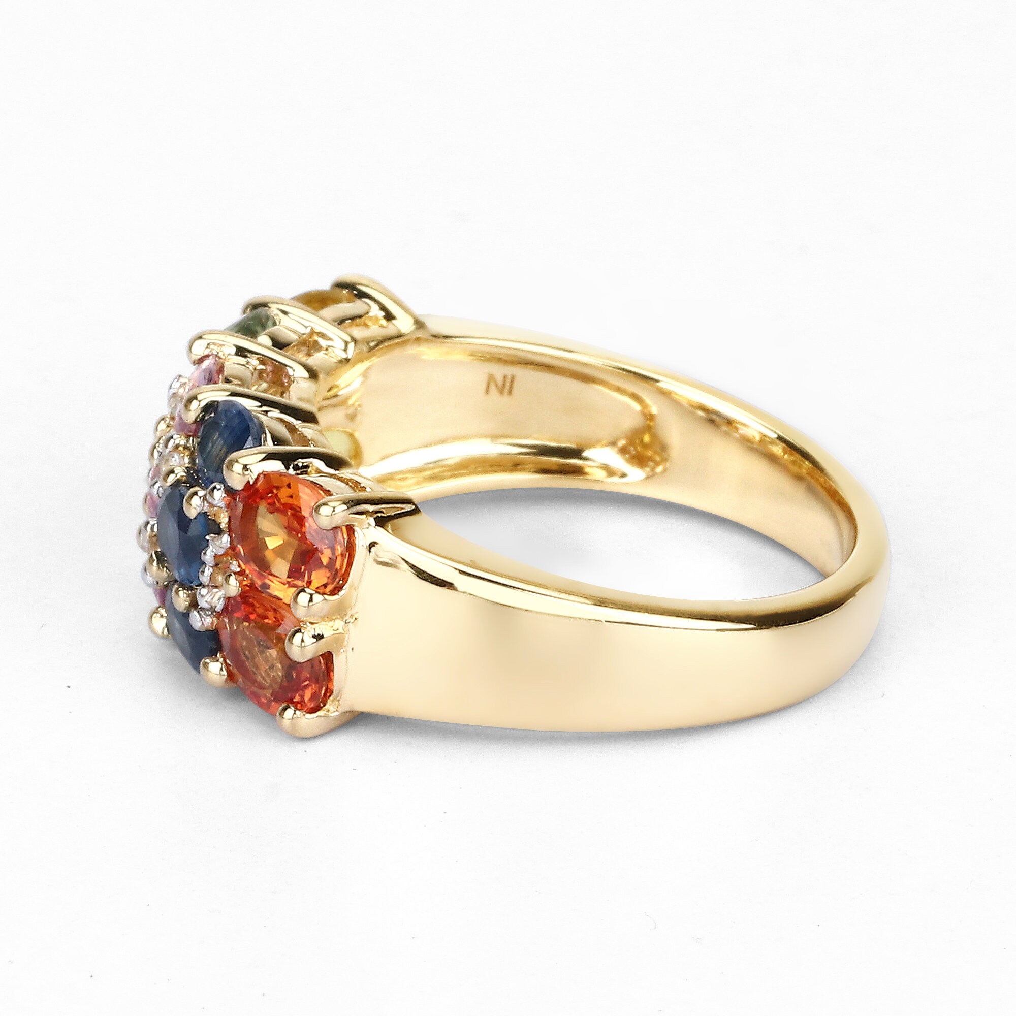 Multi-Sapphire Ring Natural Multi-Sapphire Ovals Cluster Ring | Etsy