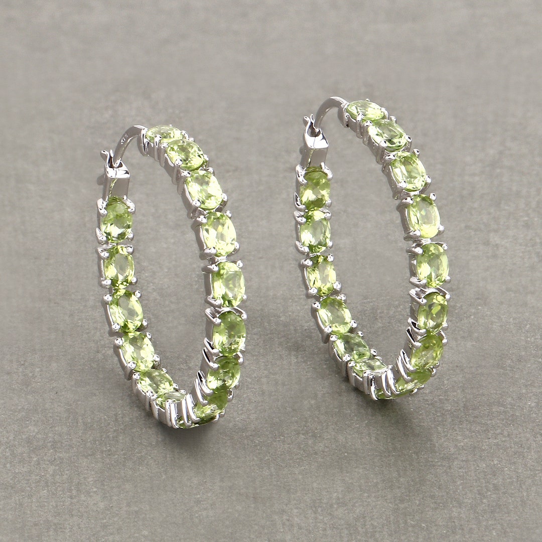 Peridot Earrings Genuine Peridot Earrings Sterling Silver - Etsy