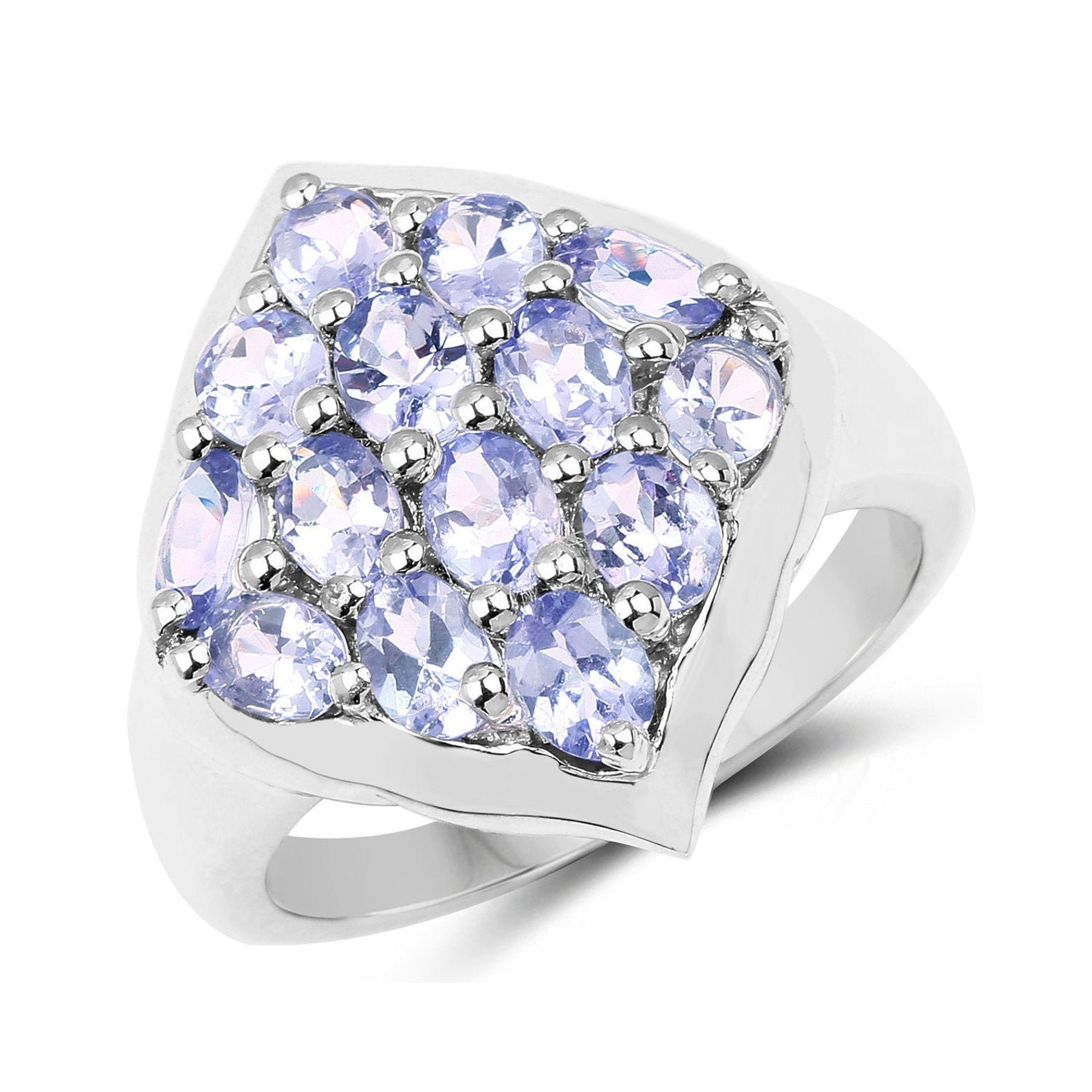 Tanzanite Ring Real Tanzanite Cluster Ring in .925 Sterling - Etsy