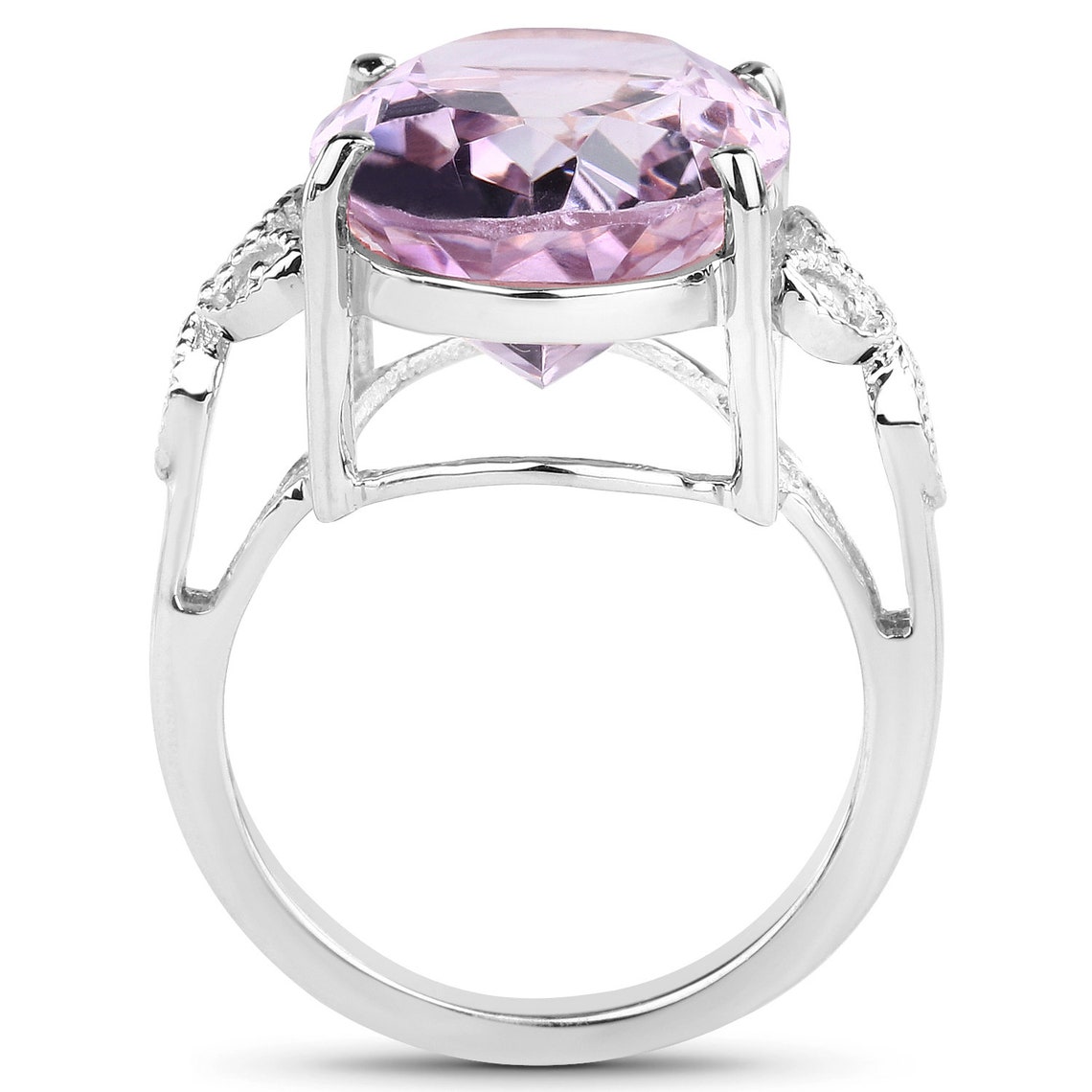 Pink Amethyst Ring, Natural Pink Amethyst Oval Cut, Silver Cocktail ...