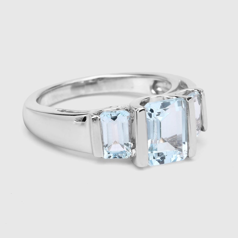 Real Blue Topaz Ring 3 Stone Blue Topaz Ring Sterling Silver - Etsy