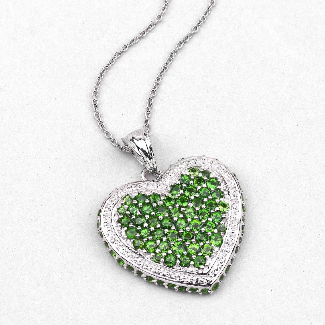 Chrome Diopside Pendant, Sterling Silver Natural Chrome Diopside ...