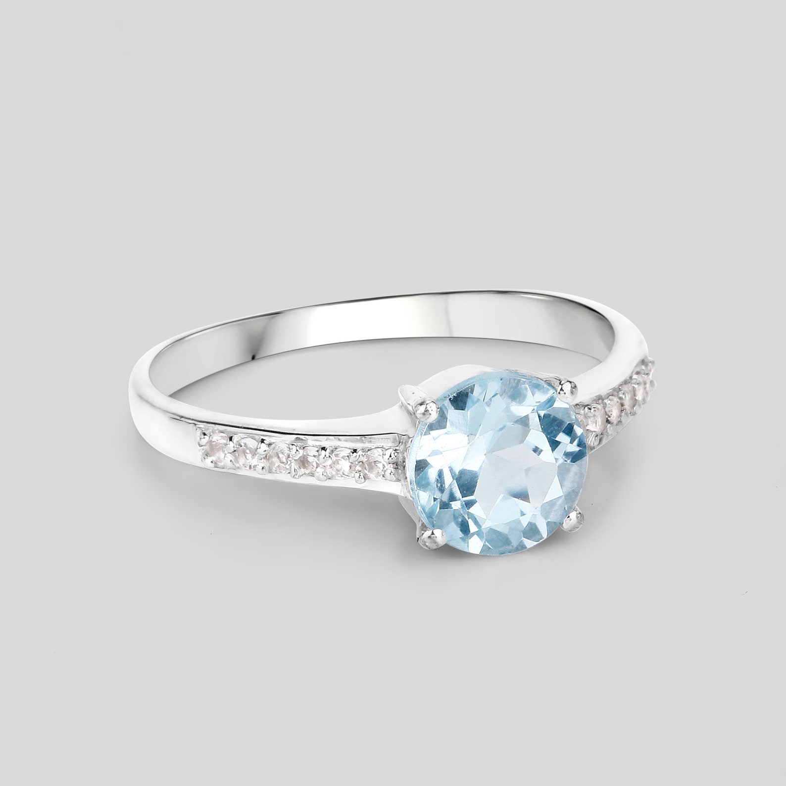 Blue Topaz Ring, Sky Blue Topaz Round Cocktail Ring, Sky Blue Topaz ...
