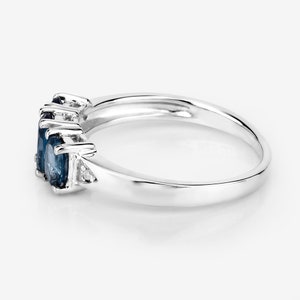 London Blue Topaz Ring, Classic Genuine 3-stone London Blue Topaz ...