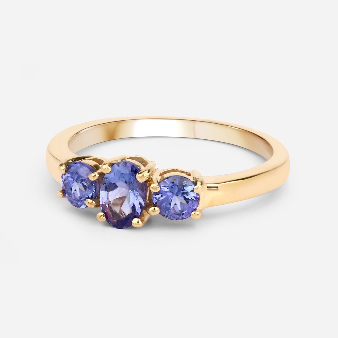 Tanzanite Ring Natural 3-Stone Tanzanite Sterling Silver Ring | Etsy