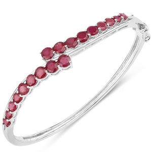 Ruby Bangle, Natural Graduated Glass-filled Ruby Rounds Cuff Bangle ...