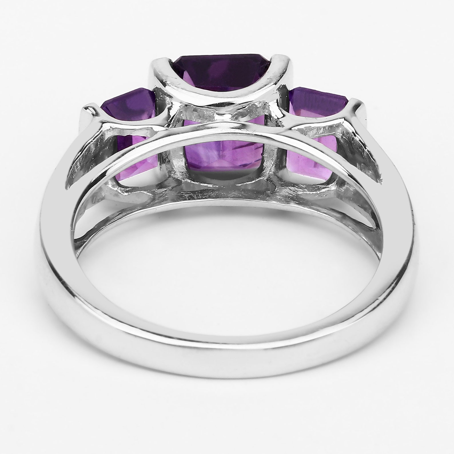 Buy Amethyst Ring / 3-stone Amethyst Silver Ring / Natural Online in ...