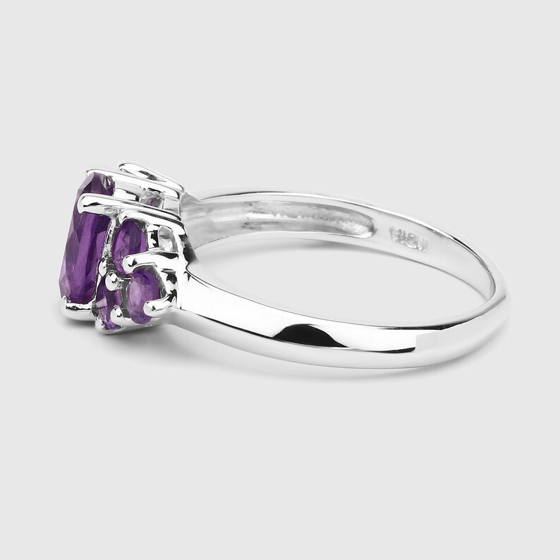 Class Amethyst Silver Ring / Amethyst Oval Silver Ring for - Etsy