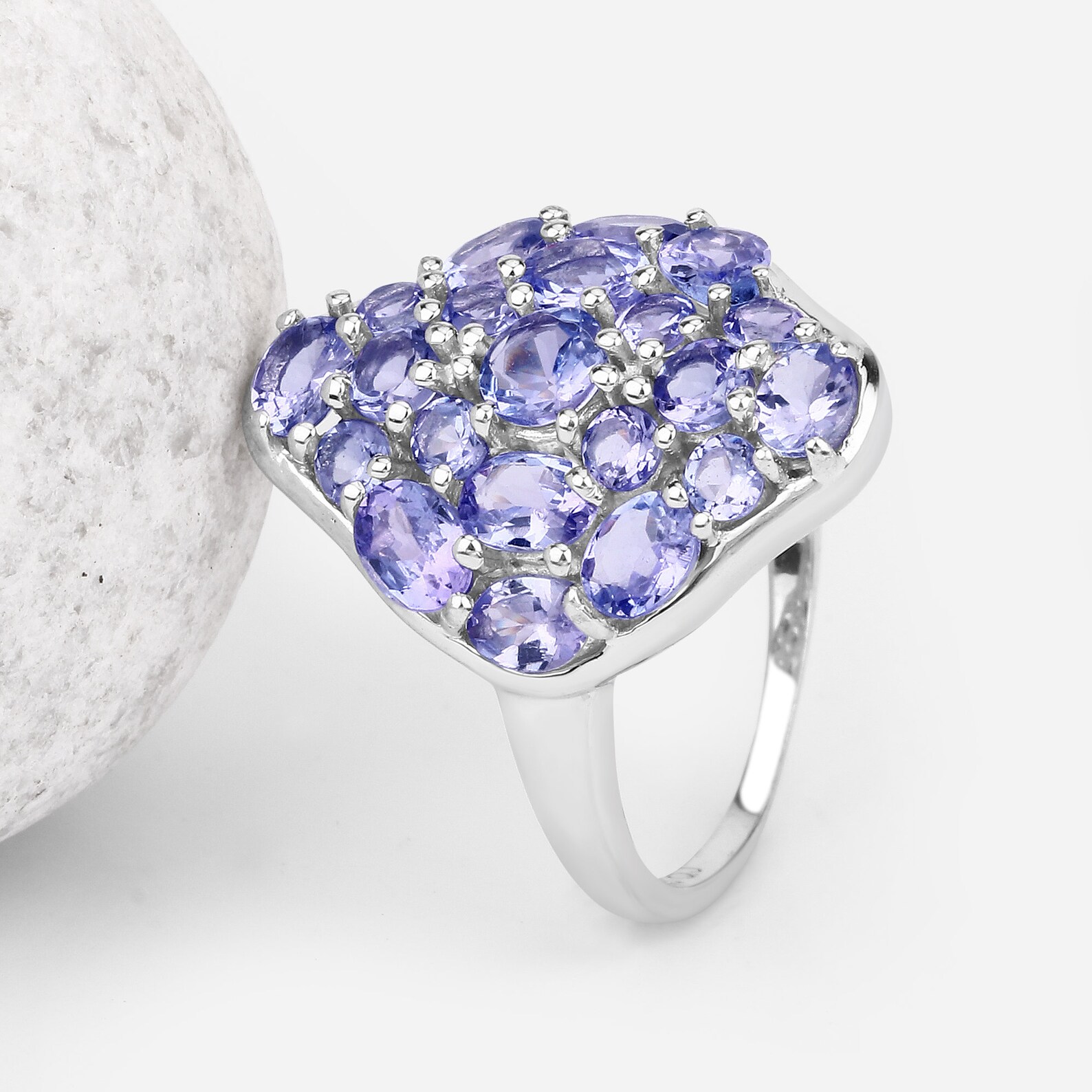 Tanzanite Ring Real Tanzanite Cluster Ring in .925 Sterling - Etsy