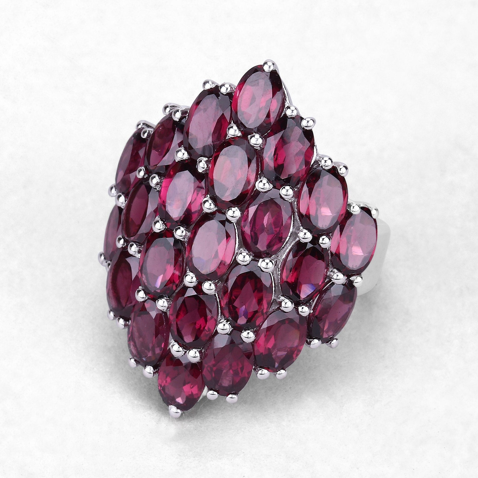 Rhodolite Garnet Ring, Natural Rhodolite Garnet Cluster Ring, Rhodolite ...