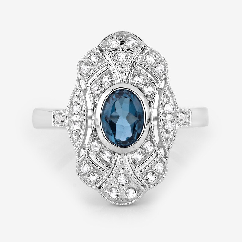 London Blue Topaz Ring, Genuine London Blue Topaz Classic Style Silver ...
