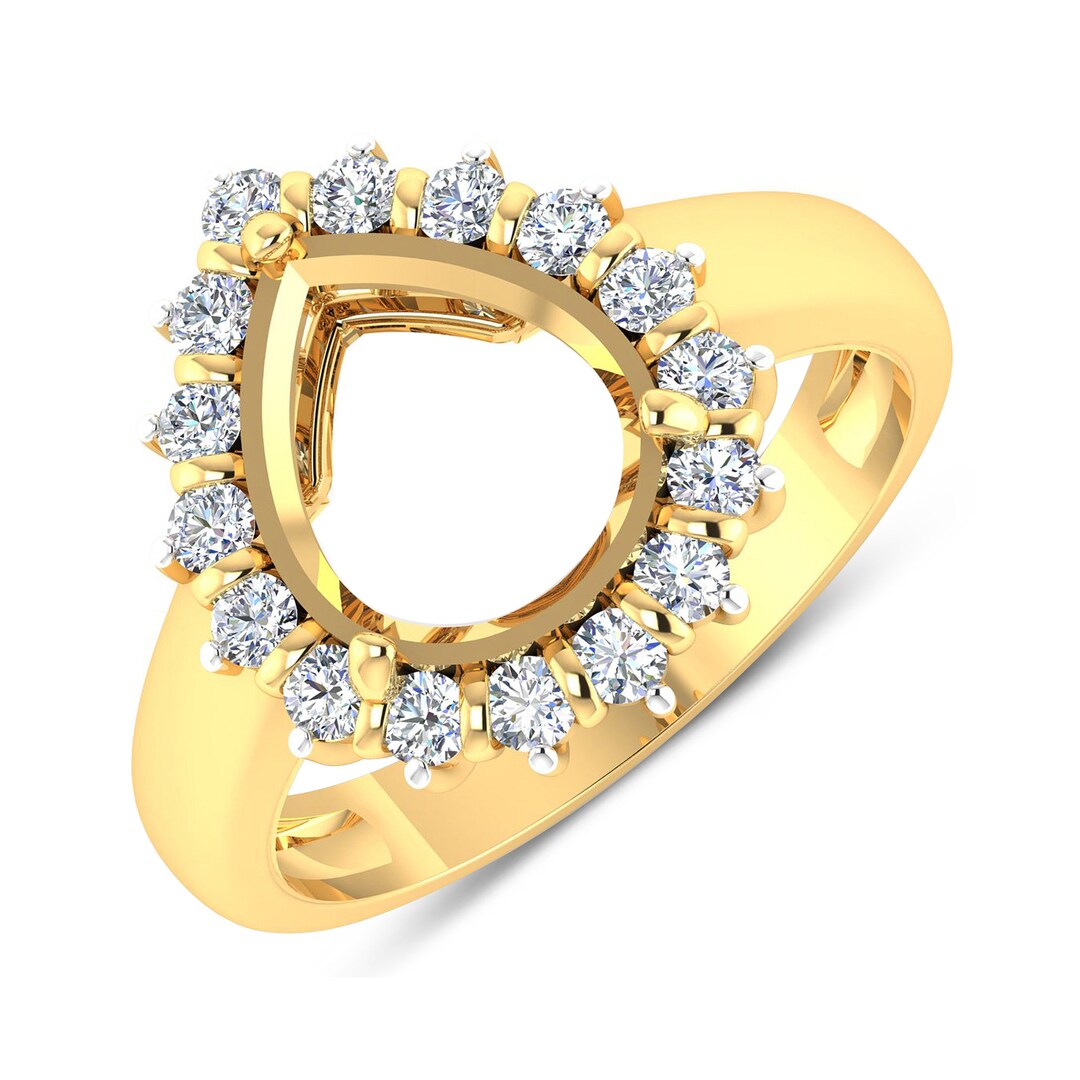 14k Gold Semi Mount Ring With Natural Diamonds, Customizable Yellow ...