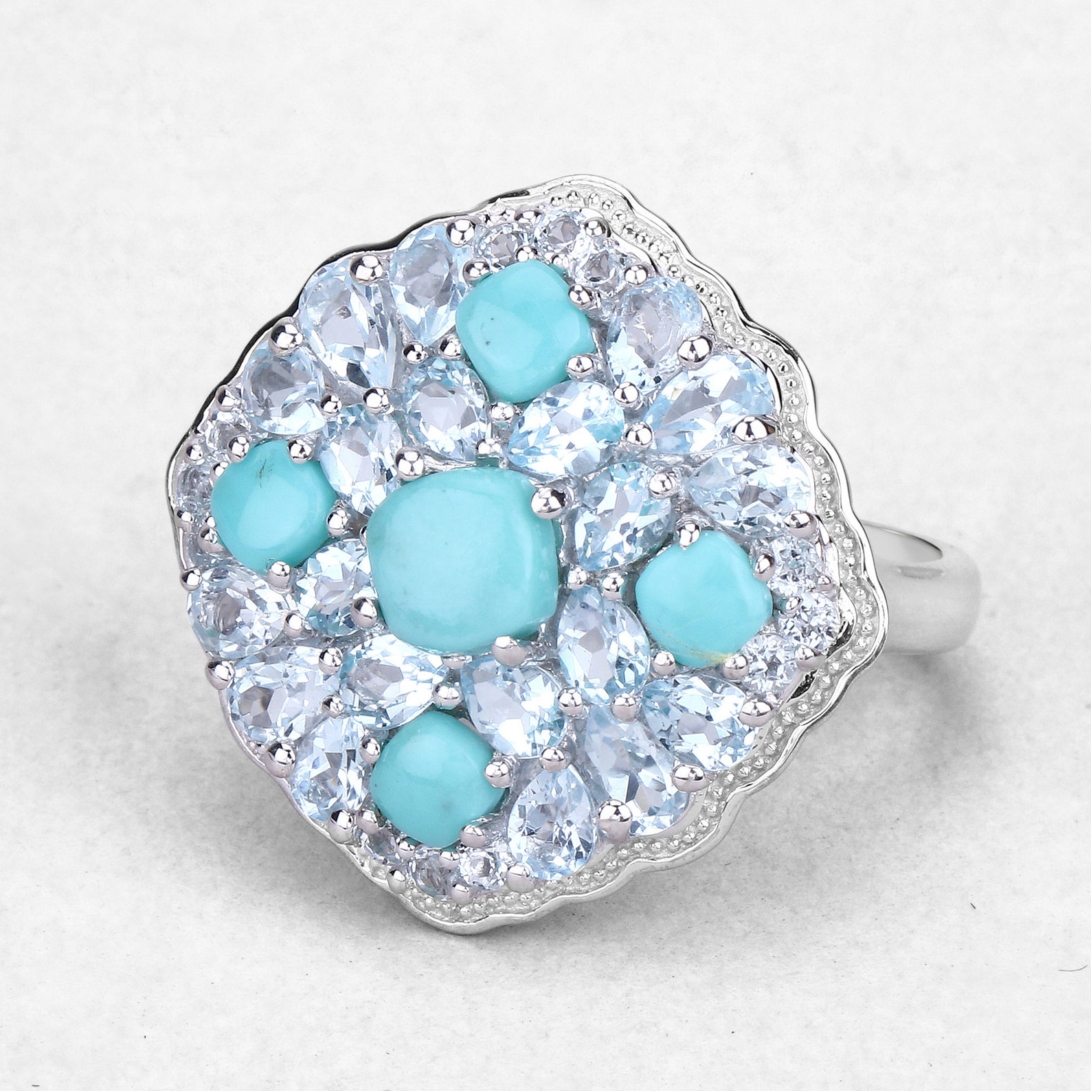 Turquoise Ring Turquoise Silver Ring Cushion Silver | Etsy