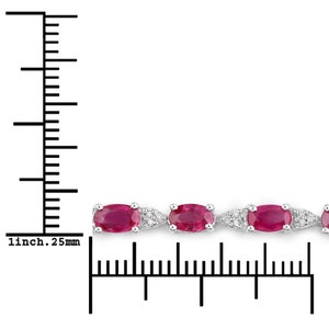 14k Gold Ruby Bracelet, Genuine Ruby Ovals and Diamond Gold Bracelet ...