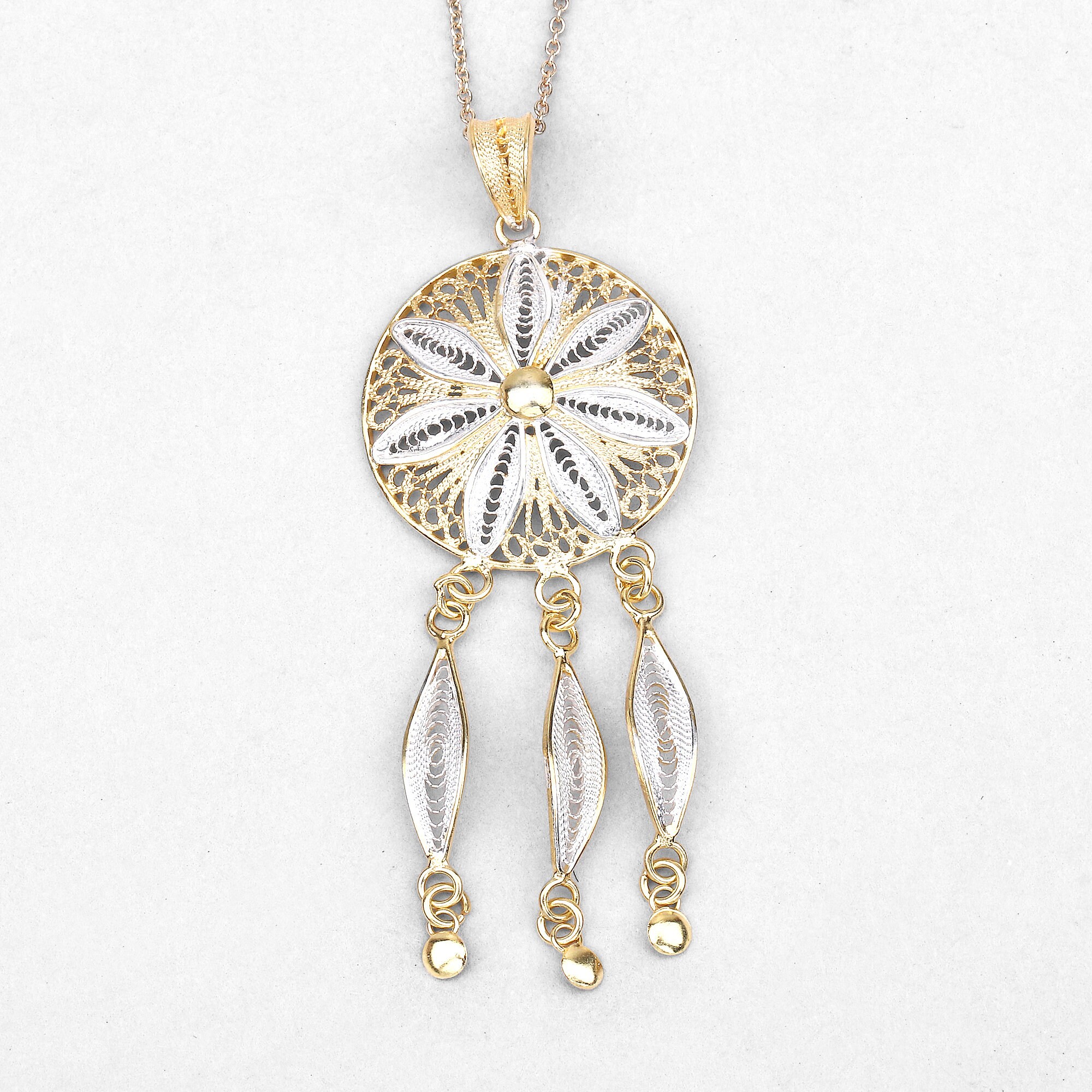 Woven Pendant Necklace Handmade Wire Wrapped Two-tone - Etsy