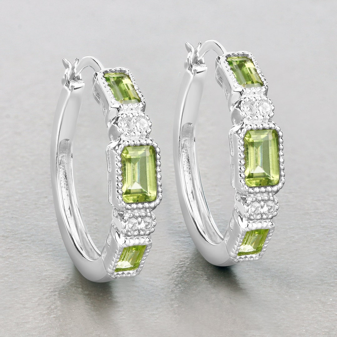 Peridot Earrings, Genuine Peridot Earrings Sterling Silver, Peridot ...