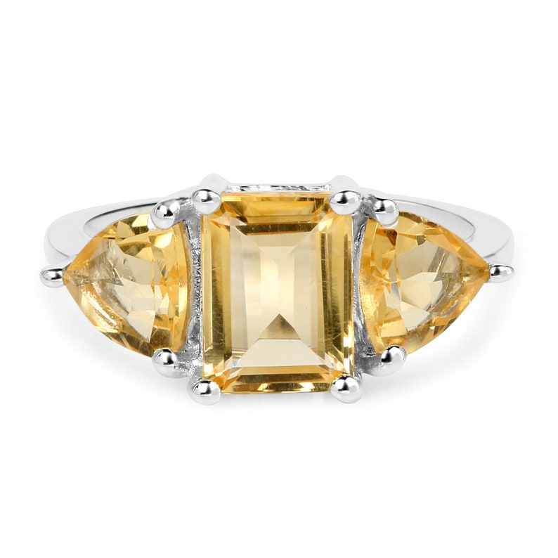 Citrine Ring, Natural 3 Stone Citrine Classic Ring, Bridesmaid Gift ...