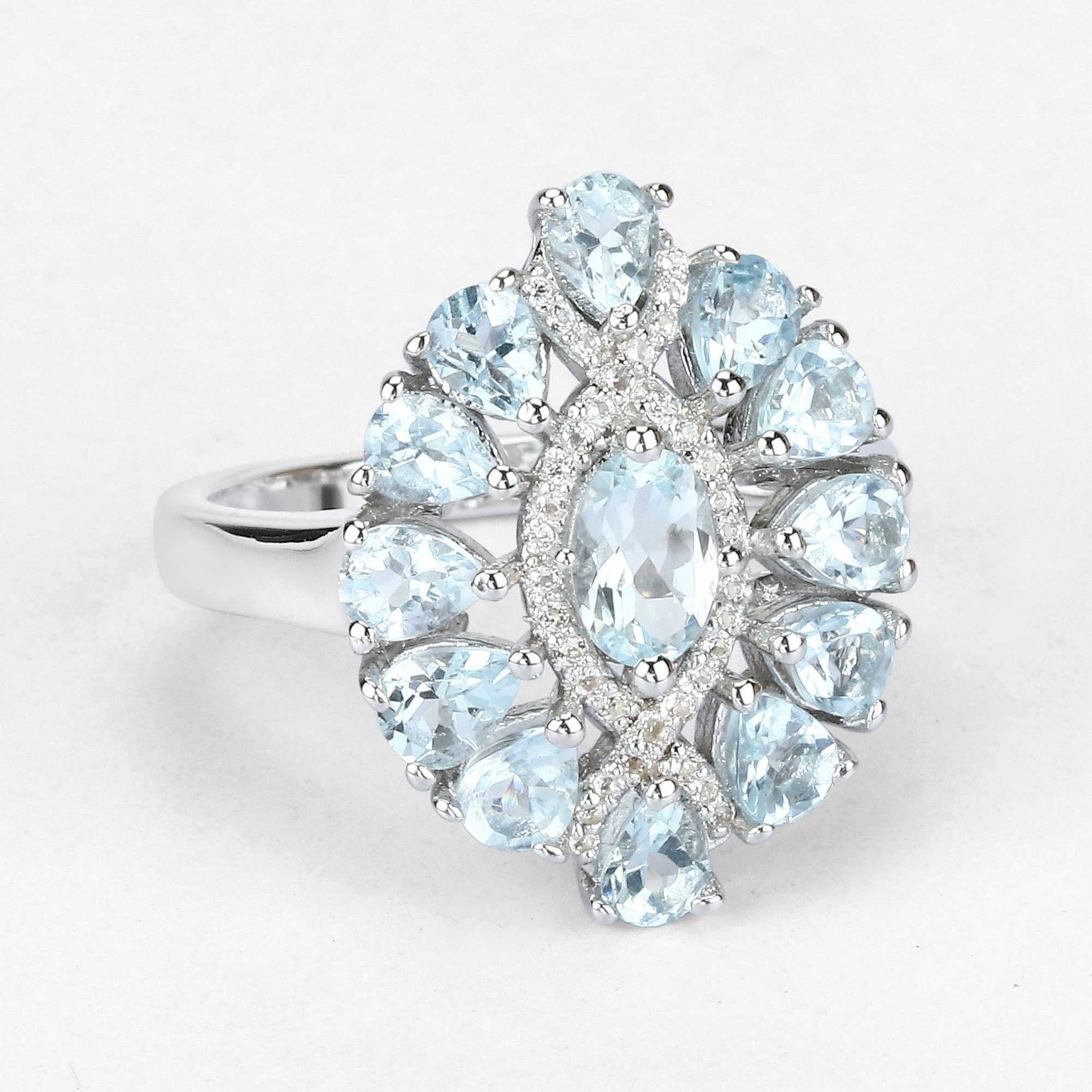 Aquamarine Ring Natural Blue Aquamarine Ring Sterling Silver | Etsy