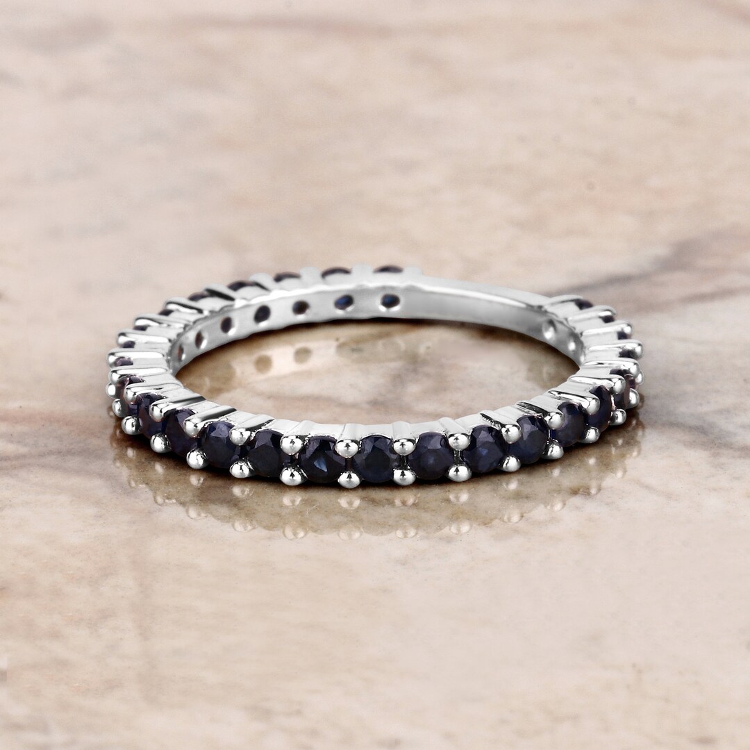 Blue Sapphire Ring, Genuine Blue Sapphire Ring Sterling Silver, Blue ...