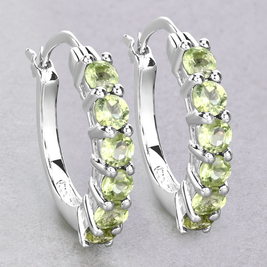 Peridot Earrings, Genuine Peridot Earrings Sterling Silver, Peridot ...