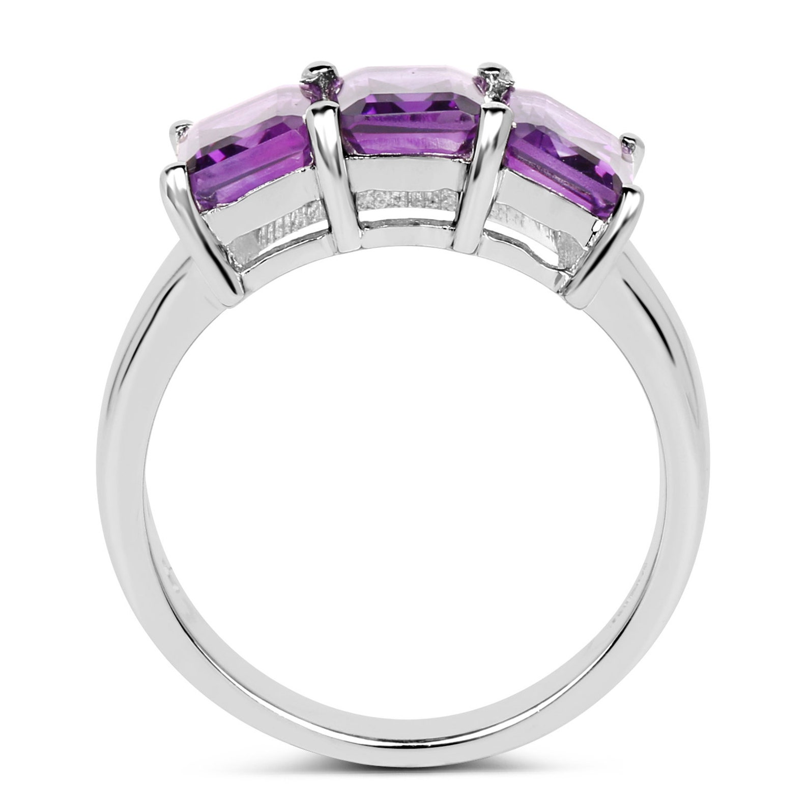 Amethyst Ring, 3 Stone Amethyst Ring, Natural Amethyst Ring, Amethyst ...