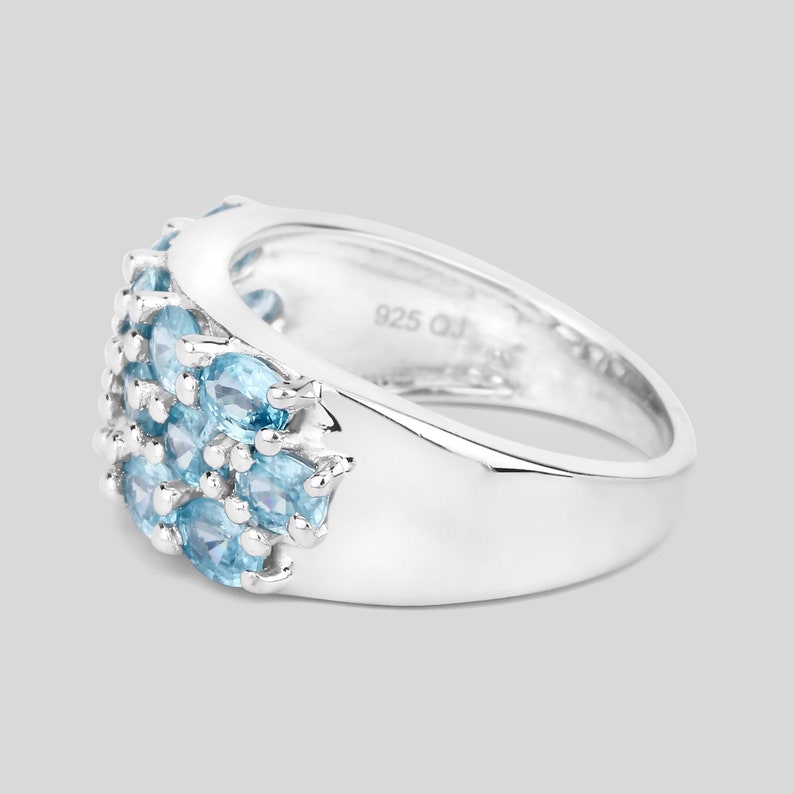 Blue Zircon Ring Blue Zircon Silver Ring Natural Blue Zircon - Etsy