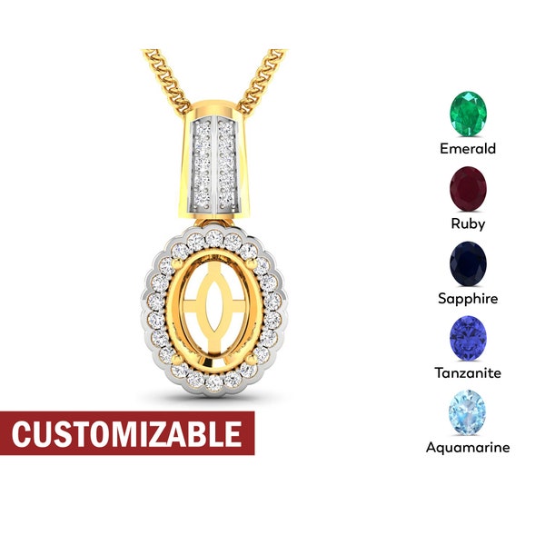 Yellow Gold Oval Pendant Mount - Etsy