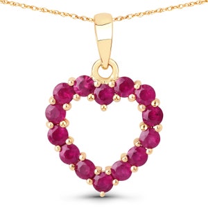 Ruby Pendant, 10kt Gold Natural Ruby Heart Pendant Necklace, July ...