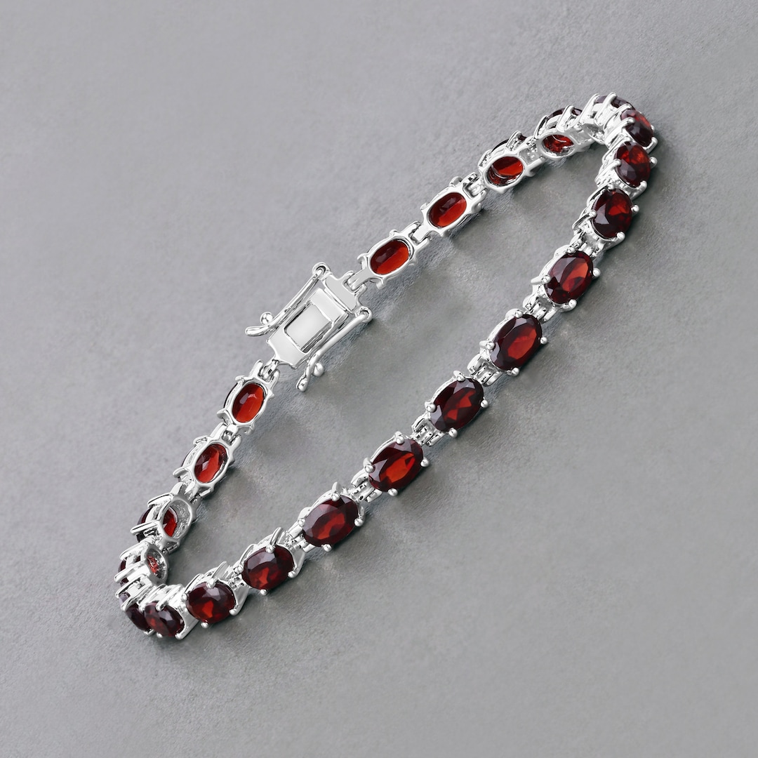 Garnet Bracelet, Garnet Bracelet Sterling Silver, Garnet Bracelet for ...