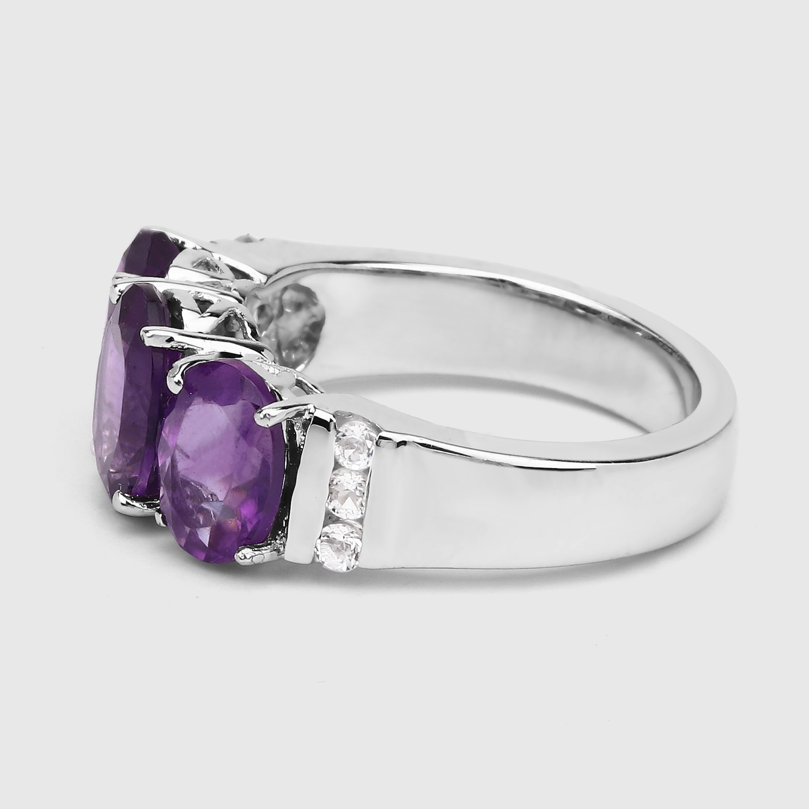 Amethyst Ring / 3-stone Amethyst Silver Ring / Natural - Etsy