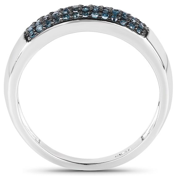 Blue diamond silver ring store