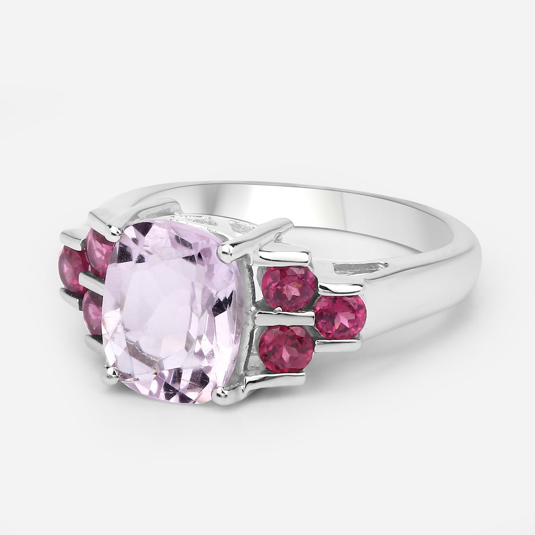 Pink Amethyst Ring / Pink Amethyst & Rhodolite Garnet Silver Ring ...