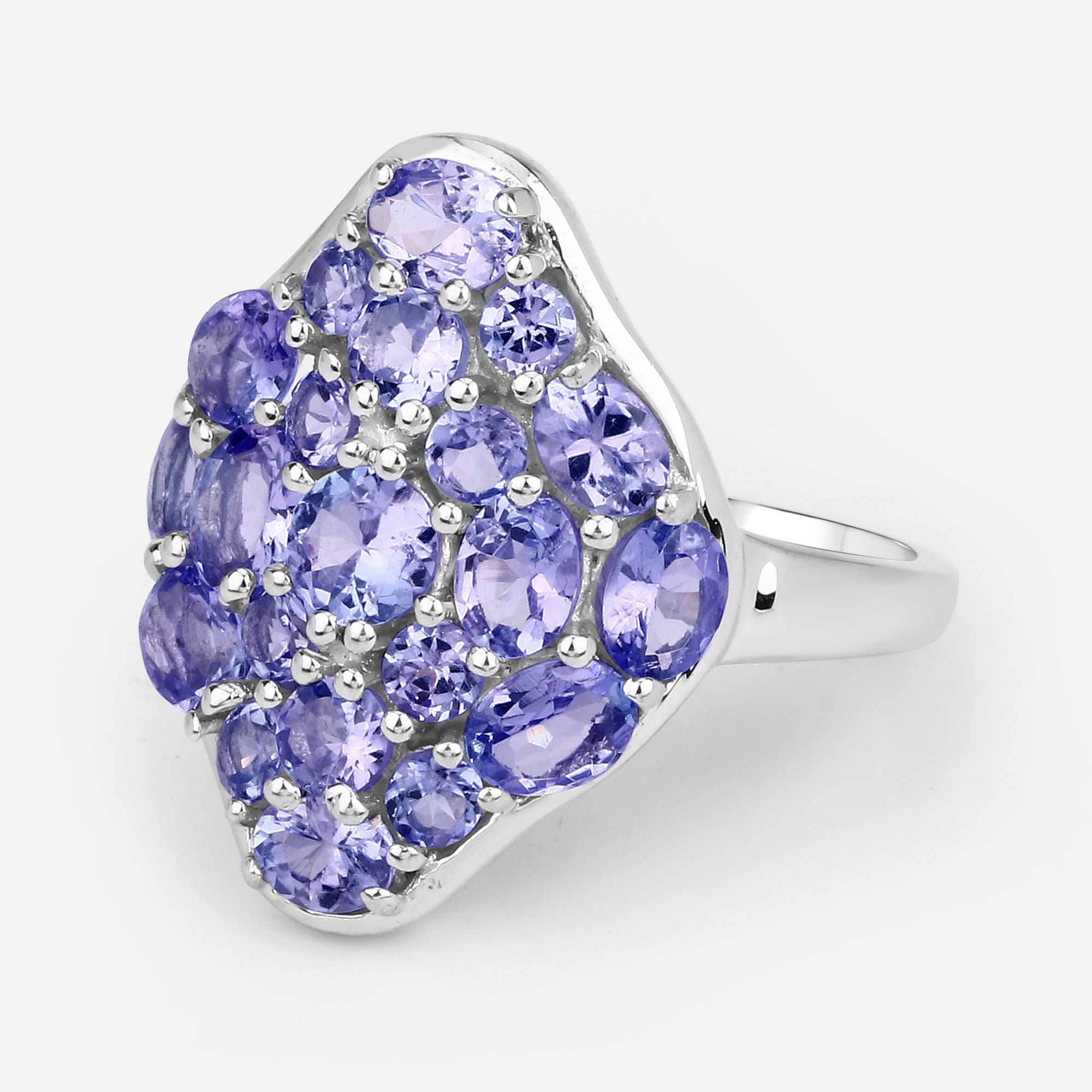 Tanzanite Ring Real Tanzanite Cluster Ring in .925 Sterling | Etsy